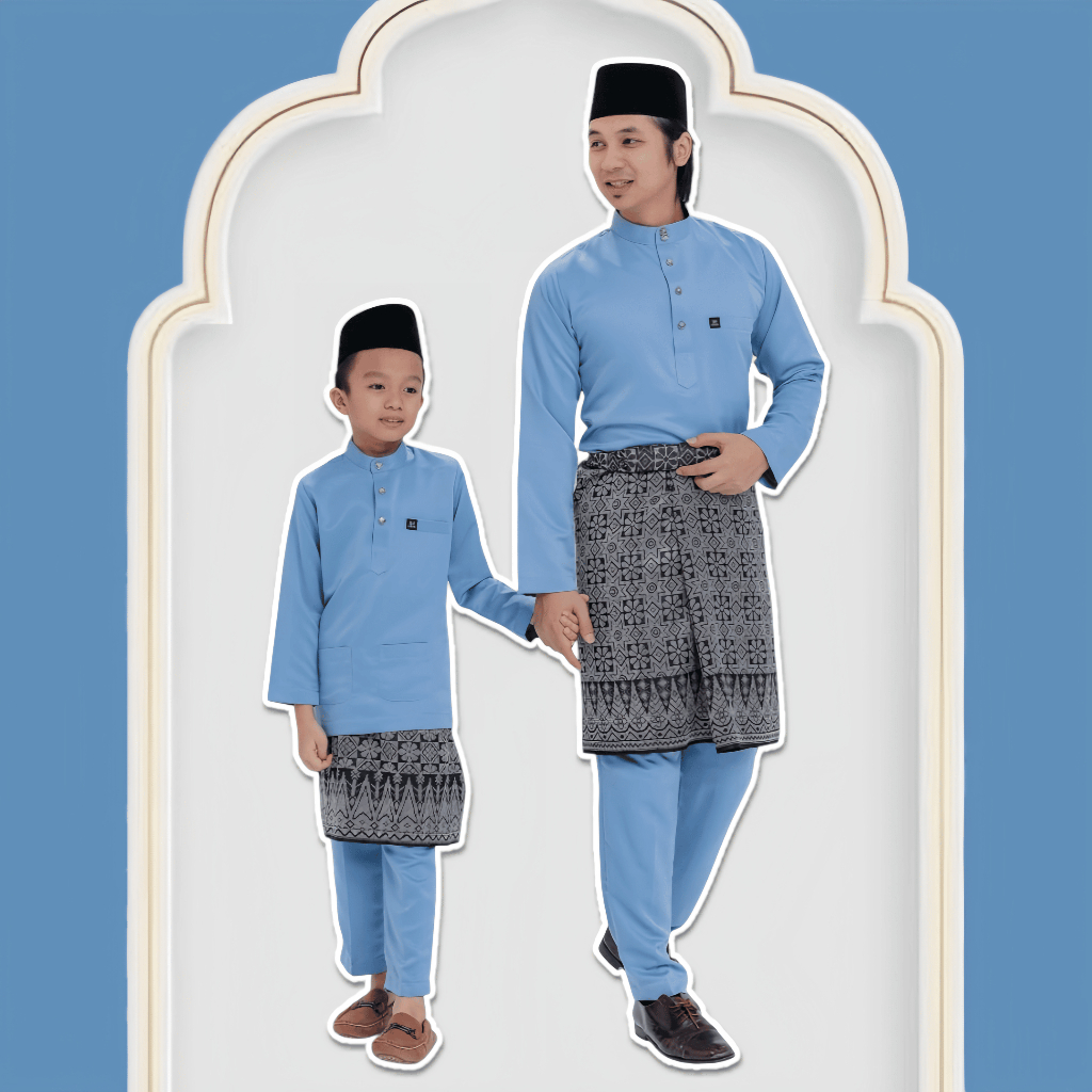 Baju Melayu Lelaki (ASH BLUE) Baju Melayu Cekak Musang Raes Baju Melayu ...