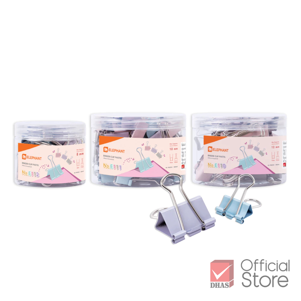 [SALE] Elephant Binder Clip Pastel No. E110 / E111 / E112 (Box ...
