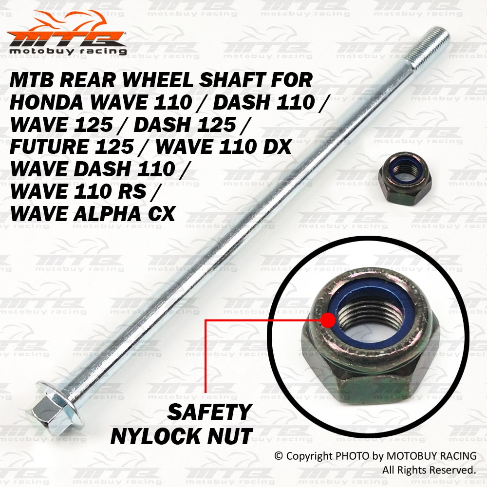 MTB REAR WHEEL SHAFT FOR HONDA WAVE 110 / DASH 110 / WAVE 125 / DASH ...