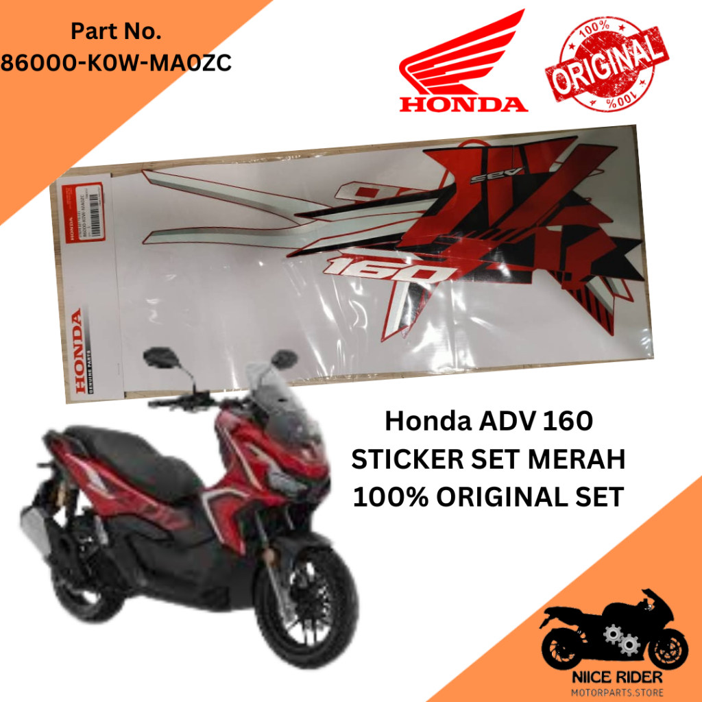 Honda ADV 160 stripe set sticker set red merah complete 100% original ...