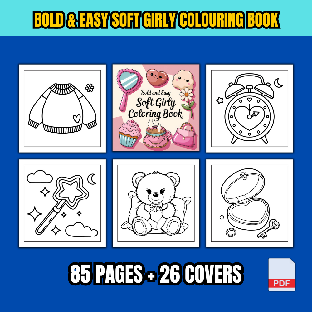 [PDF] 85 Pages Bold & Easy Soft Girly Colouring Book For Kids | Shopee ...