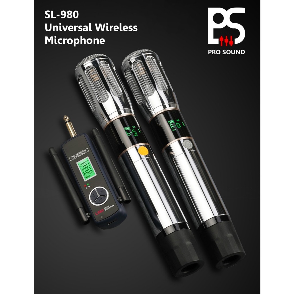 (READY STOCK) PS SL-980 Portable Wireless Mic Rechargeable UHF Dual ...