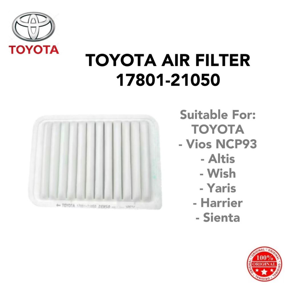 【100% ORIGINAL】17801-21050 AIR FILTER - VIOS/ ALTIS/ WISH/ YARIS ...