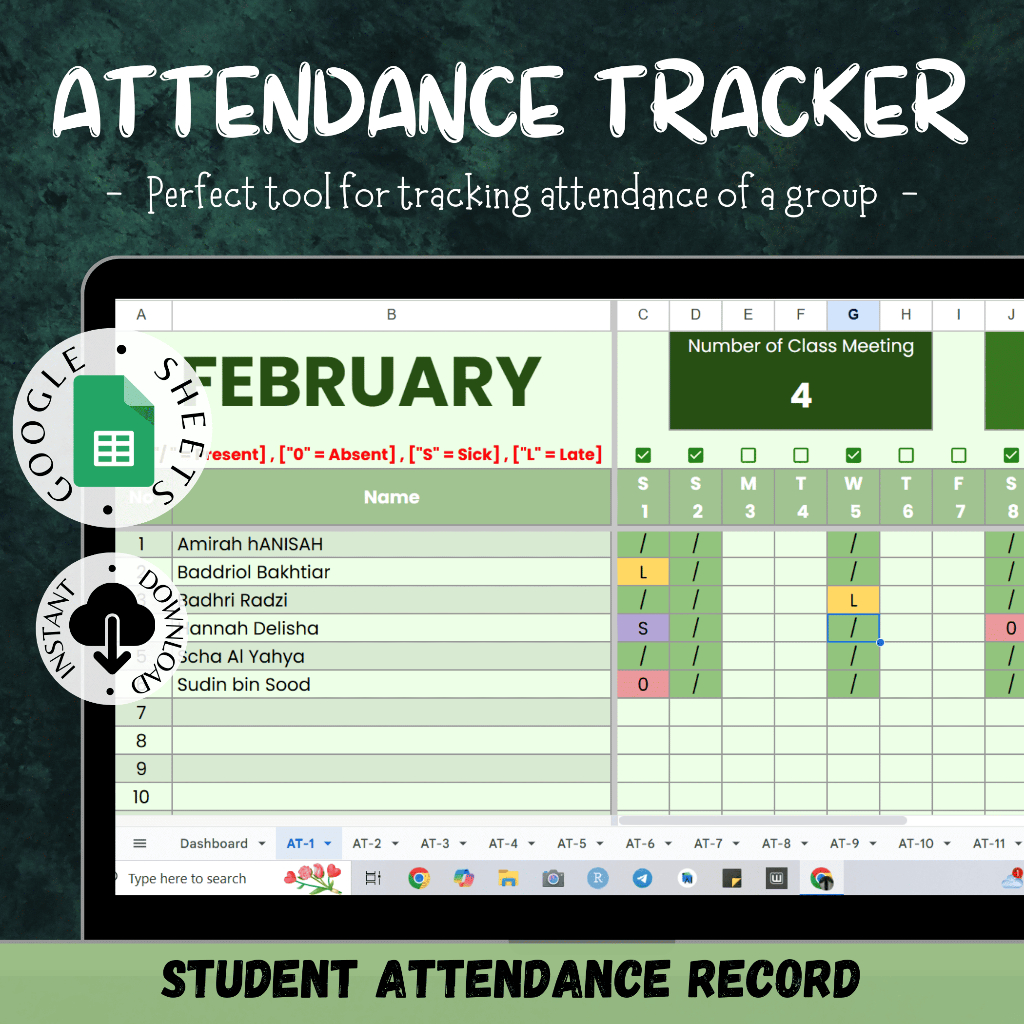 Attendance Tracker | Student Attendance Tracker | Teacher Assistant ...