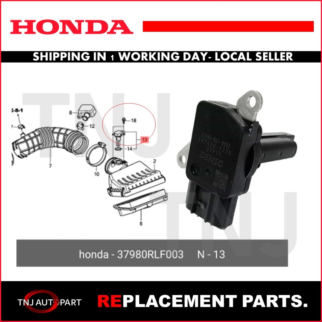 AIR FLOW SENSOR / HONDA ODDYSSEY RB3 2.4 (197400-5220) ( 37980-RLF-003 ...