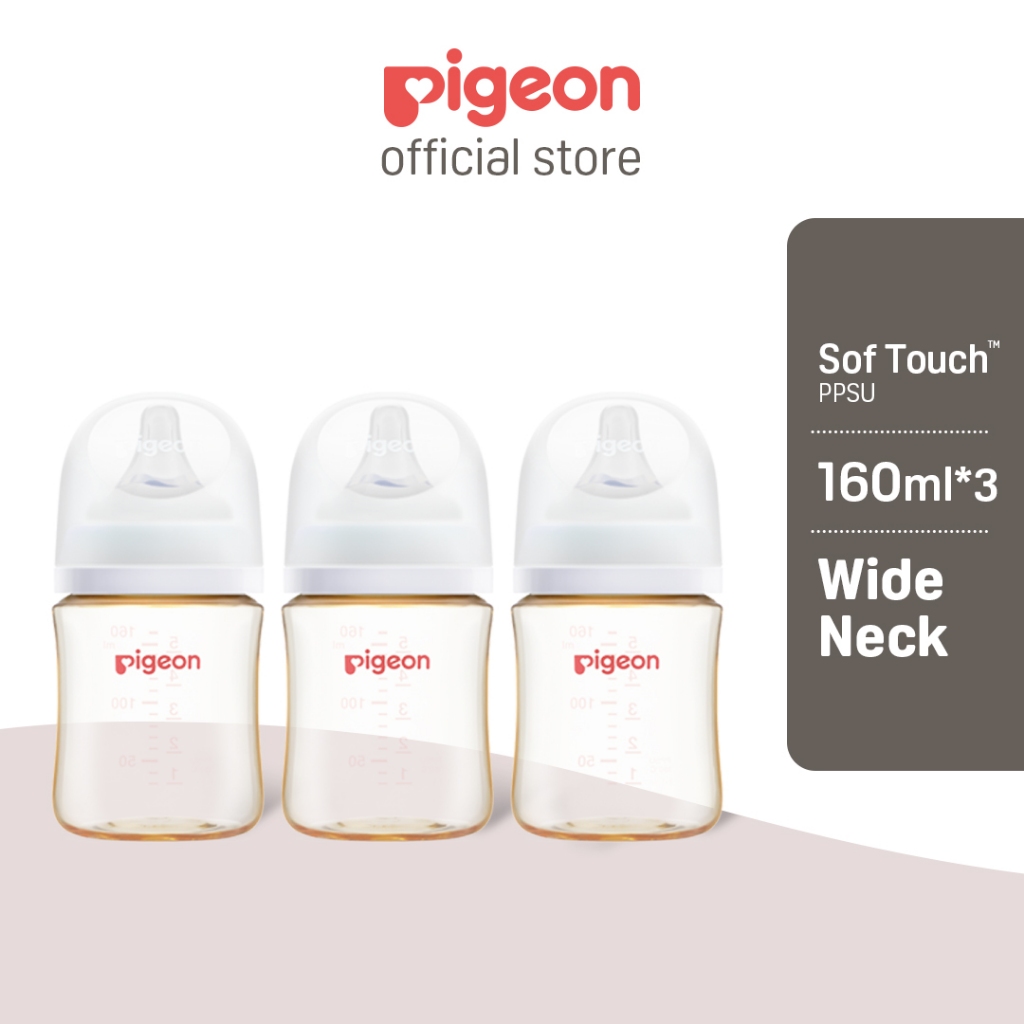 [Bundle Deal] Pigeon SofTouch™ Wide-Neck BPP PPSU Nursing Bottle 160ml/240ml | Shopee Malaysia