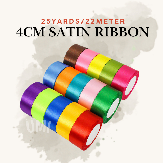 🇲🇾 4cm 25Yards DIY Bow Craft Satin Ribbon Flower Wrapping Webbing ...