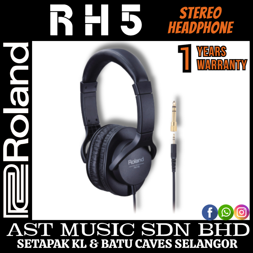 Roland RH-5 Stereo Headphone ( rh5 / Rh5 ) | Shopee Malaysia