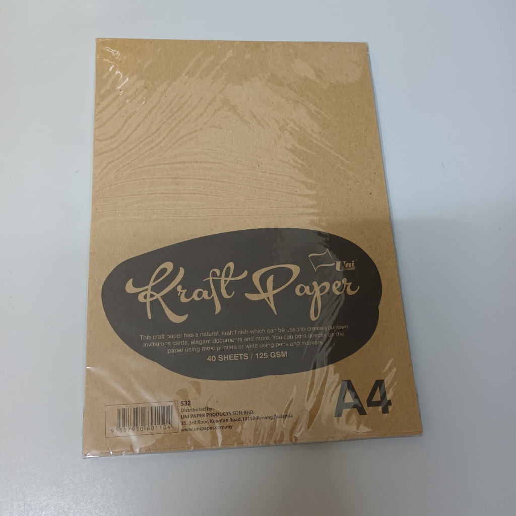 UNI A4 Kraft Paper 125gsm 40 Sheets / Craft Paper / Brown Paper ...