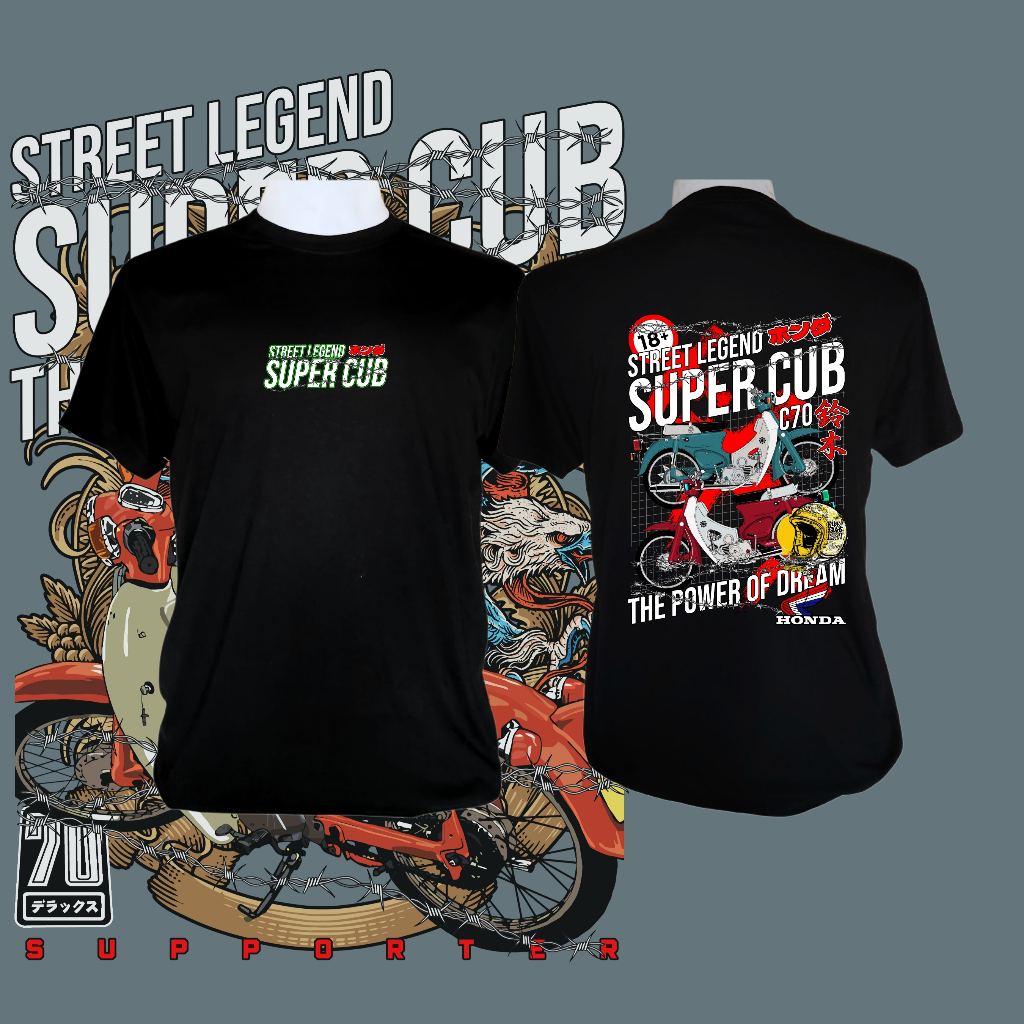 Super Cub TShirt 100% Cotton Unisex Men Women Short Sleeve Baju Lelaki ...