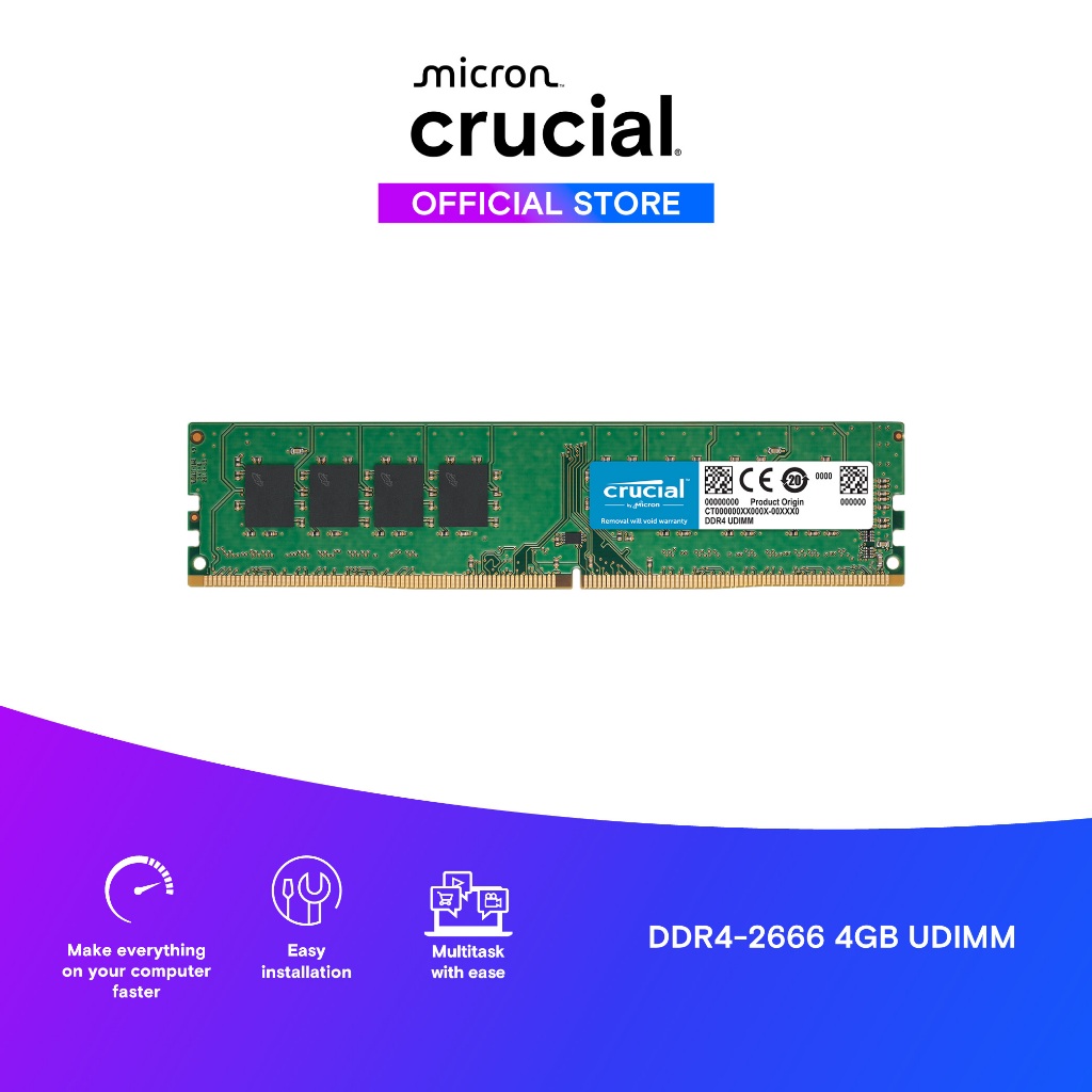 Crucial Udimm Memory for Desktop (4GB/8GB/16GB/32GB) DDR4-2666 | Shopee ...