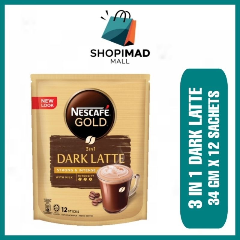 NESCAFE GOLD 3 IN 1 DARK LATTE STRONG INTENSE 34gmX12 | Shopee Malaysia