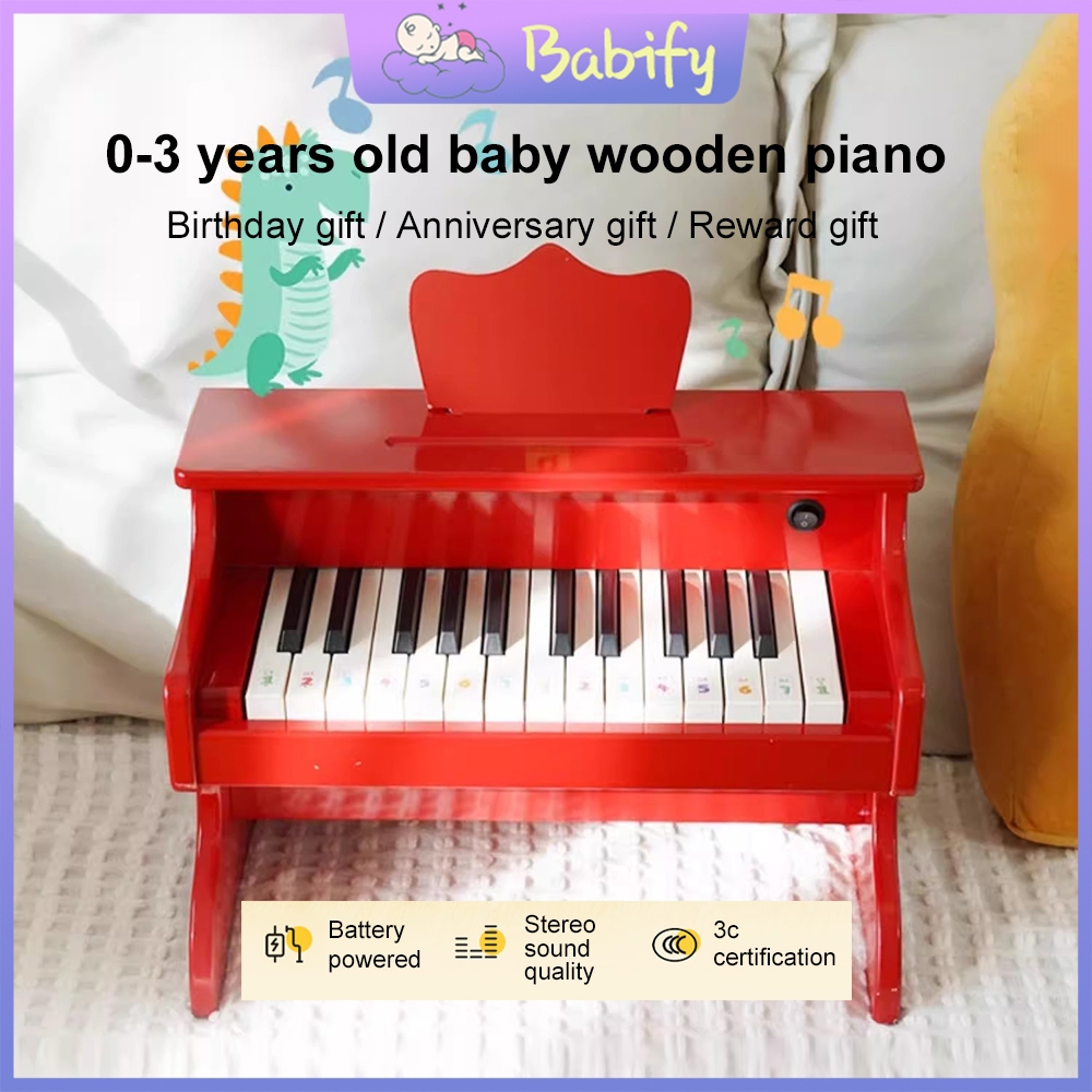 Handmade Wooden Piano Toys 25 Keys Wooden Digital Piano with Music ...