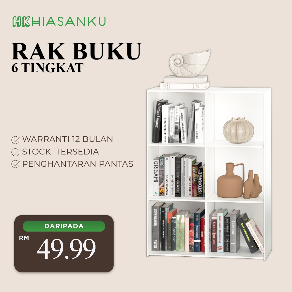 HK 6 Tier Bookshelf /DIY Utility Shelf/Rak Buku 3 Tingkat/Home ...