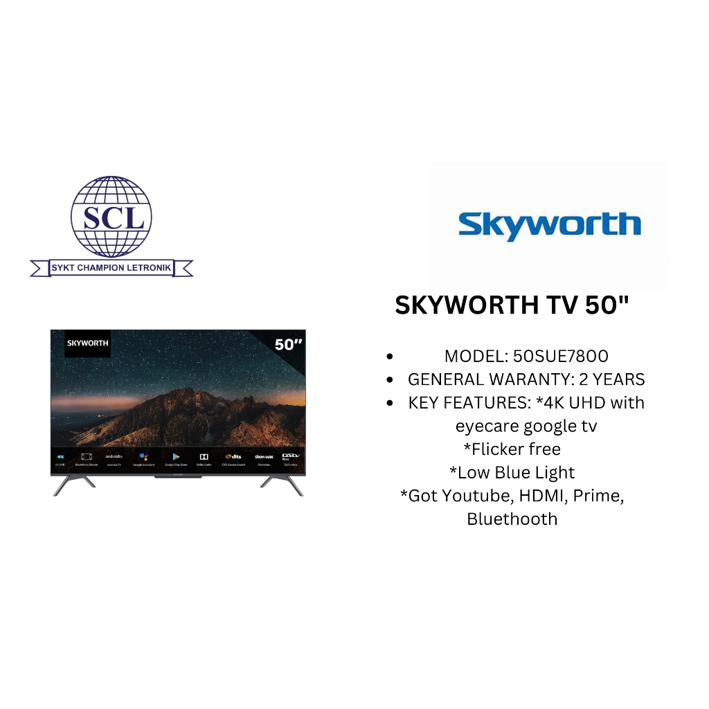 SKYWORTH TV 50" Model: 50SUE7800 | Shopee Malaysia