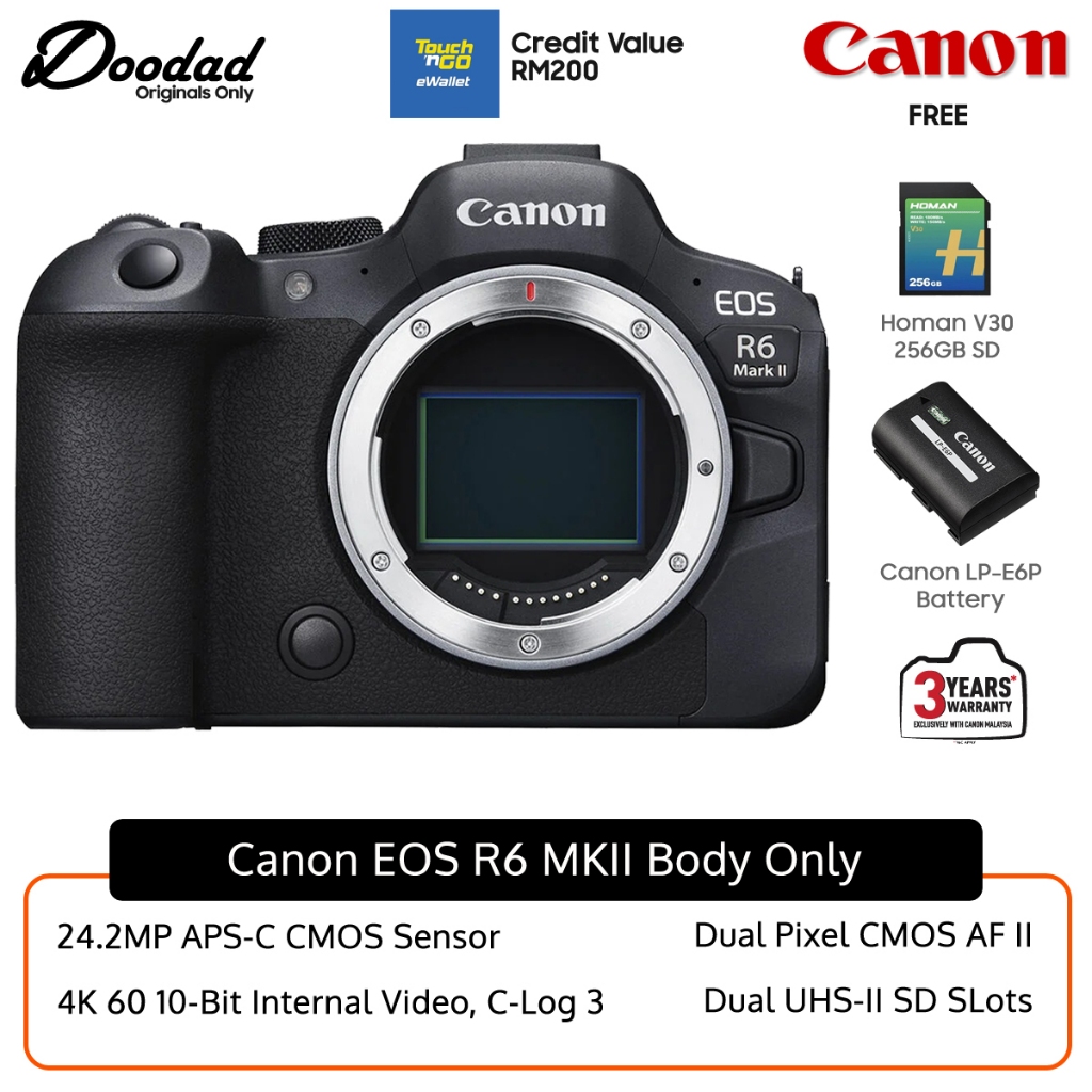 Canon EOS R6 MKII Mark II Mark2 Mark 2 Body Only + LP-E6P + TNG RM300 + Homan 256GB SD | 3 Years ...