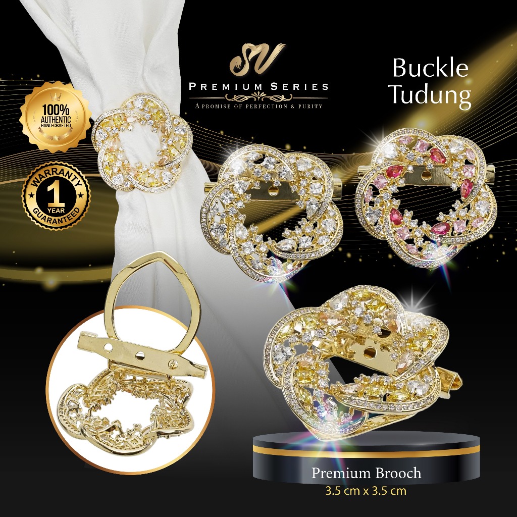 Sv Premium Buckle Tudung Bunga 2 In 1 Colorful Scarf Ring Hijab Pin ...