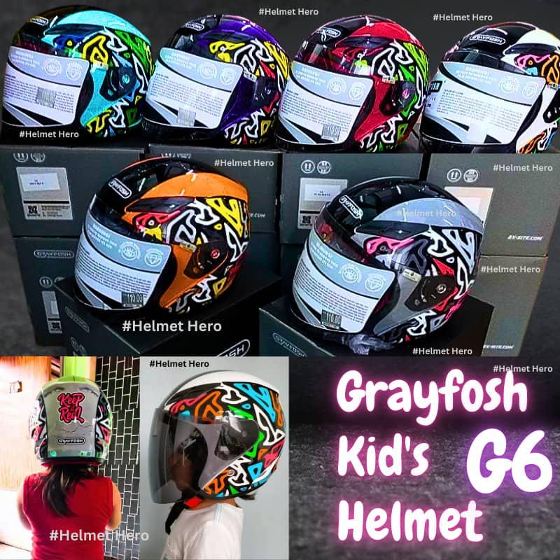 SIRIM} Grayfosh G6 KIDS HELMET BUDAK Premium Quality Kids Helmet ...