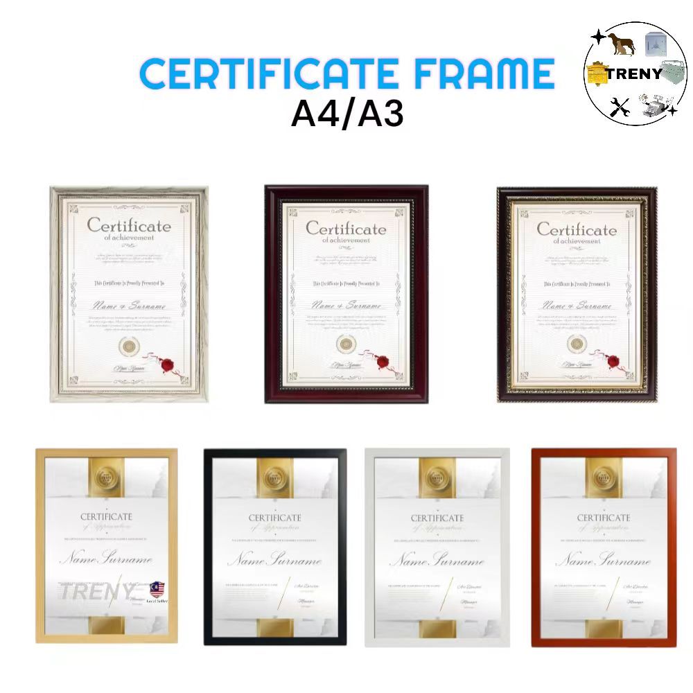 TRENY Frame Murah Certificate Frame A4 Document Frame Hiasan Dinding Photo Frame Hanging Stand ...
