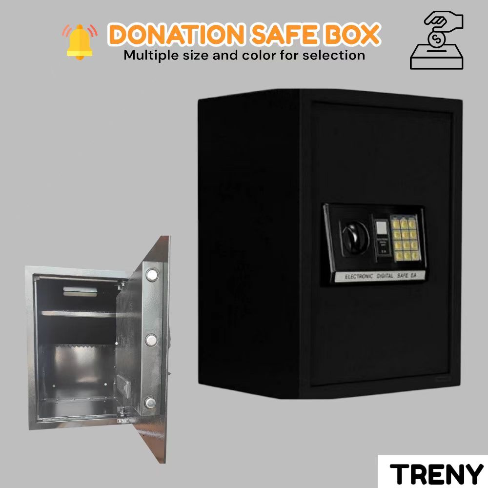 TRENY Three Steel Postal Slot Digital Deposit Personal Money Safe Digital Safety Box Security ...