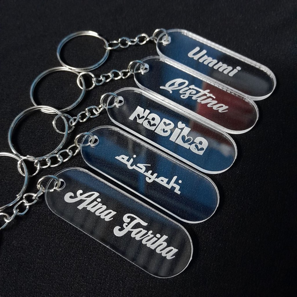 Combo [5PCS] Keychain Akrilik Custom Name Engrave - Hadiah Nama ...