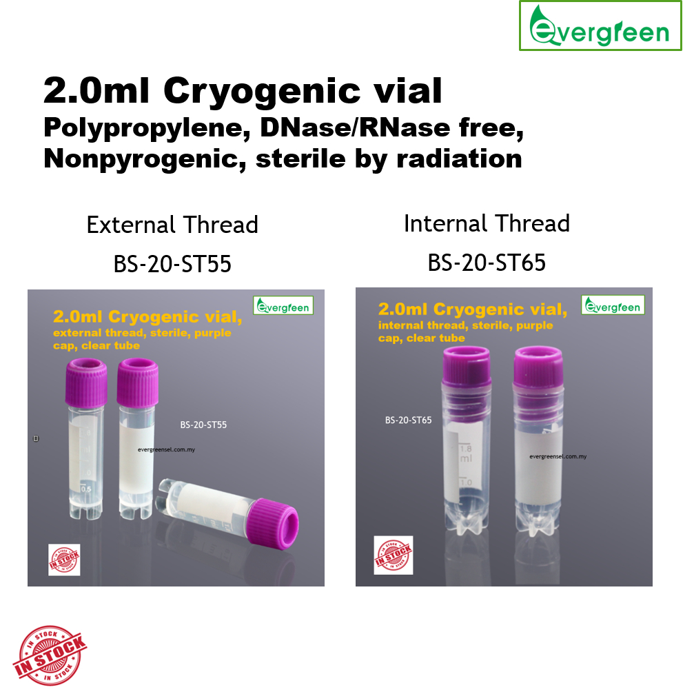 Biosharp 2.0mL Cryogenic vial, PP, Internal thread/External thread ...