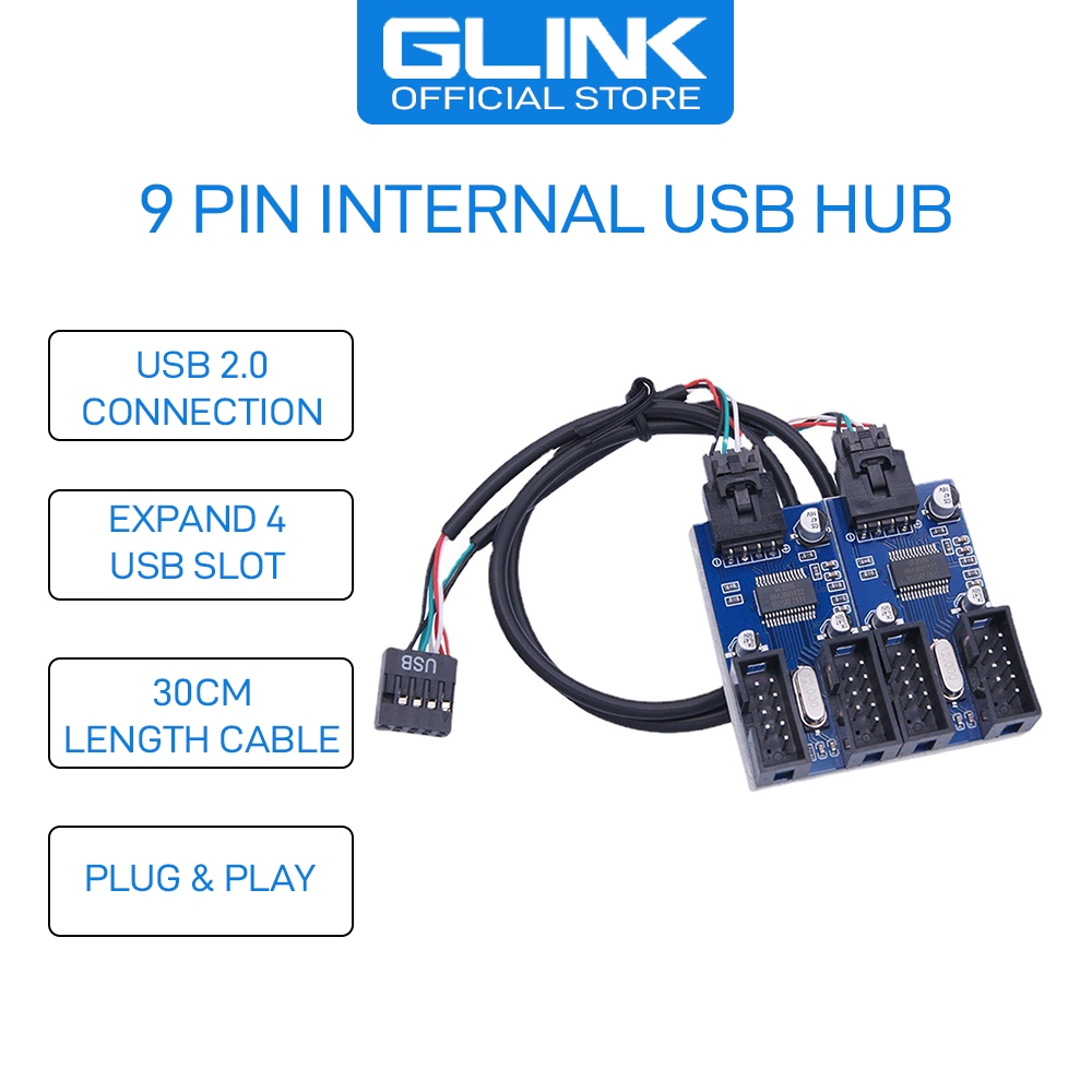 Glink USB 2.0 9 Pin Header 1 To 4 Extension Hub Splitter Adapter ...