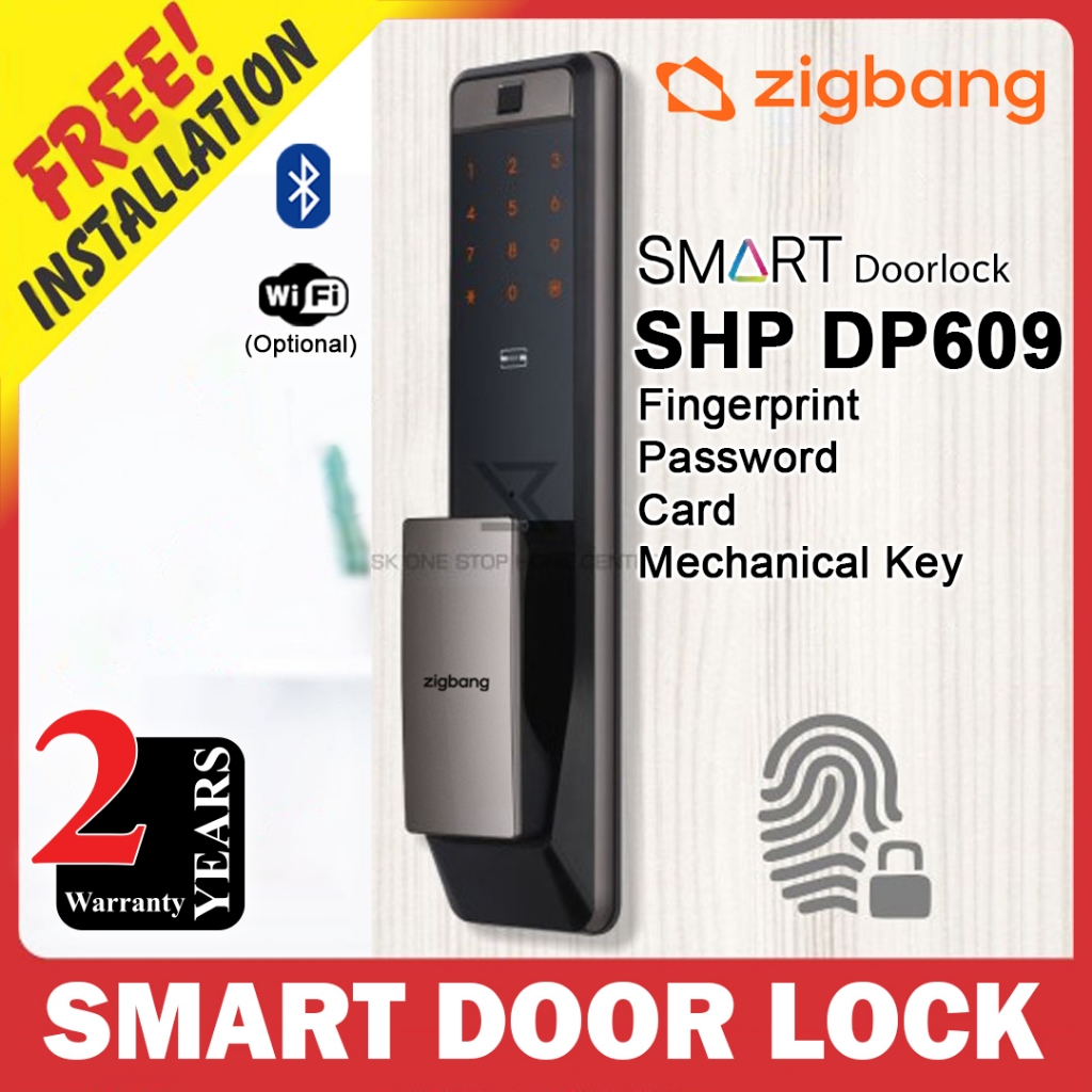 SAMSUNG/Zigbang SHP DP 609 Push Pull IOT Smart Fingerprint,Card, Password,key WiFI Digital Door ...