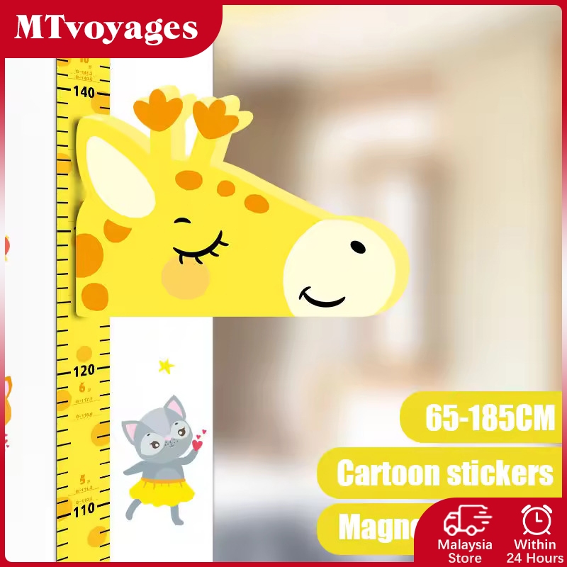 3D Cartoon Magnetic Height Measurement Ruler Wall Sticker Giraffe Gauge ...