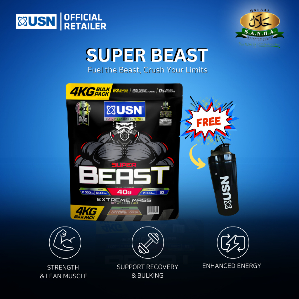 USN Super Grow Beast Extreme Mass Gainer 4kg | Shopee Malaysia