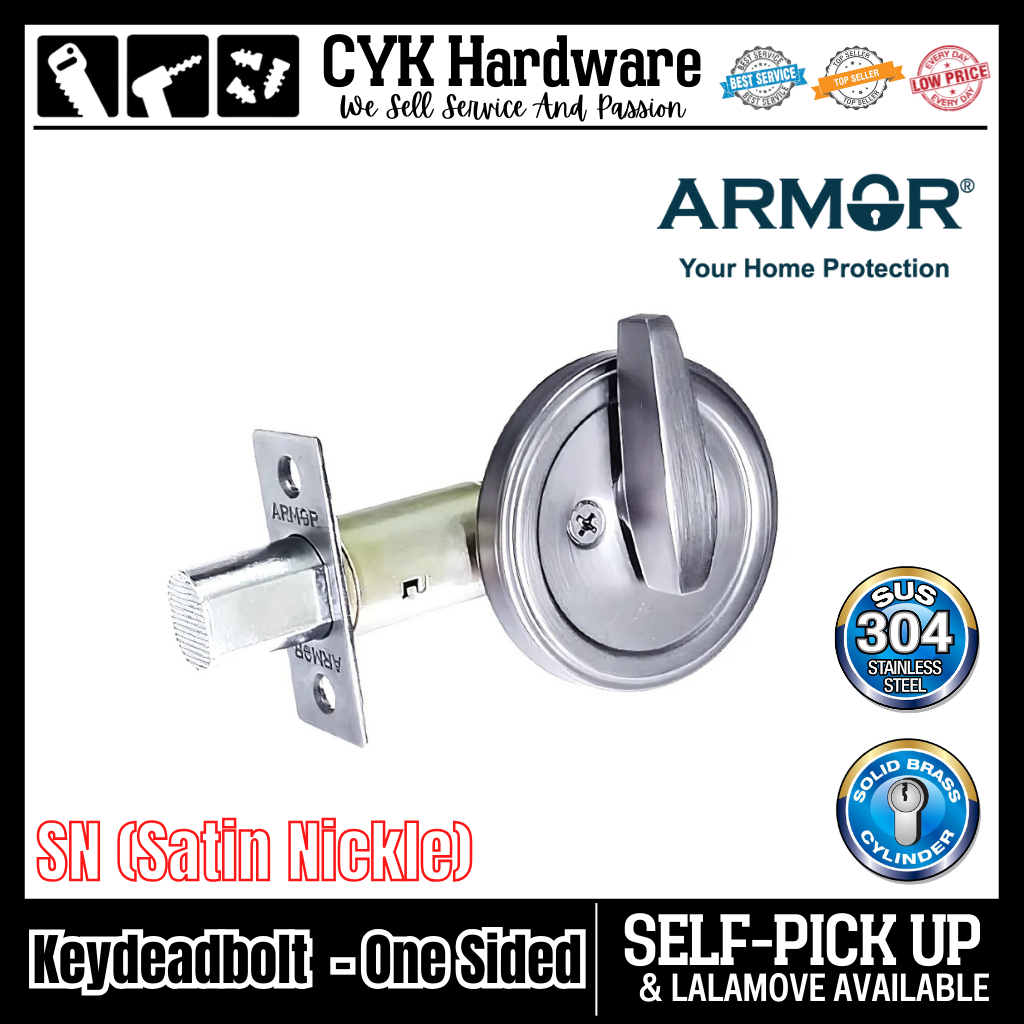 Armor Stainless Steel SS One Side Thumbturn Half Deadbolt Door Lock ...