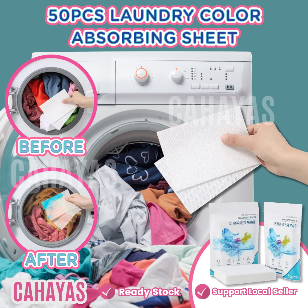 [M'sia Stock][50Pcs/24Pcs] Big Size Laundry Anti Dye Color Absorb Sheet ...
