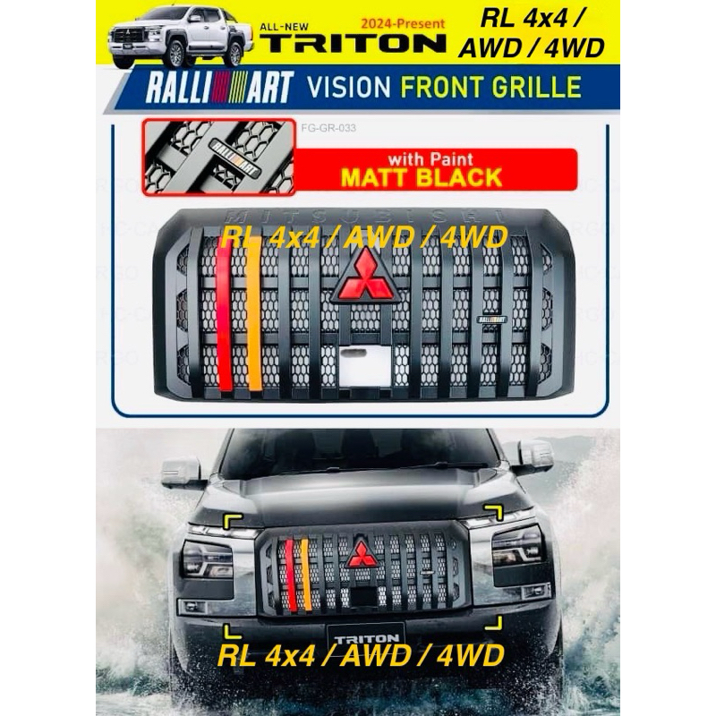 Mitsubishi triton 2019 2020 2021 2022 2023 2024 2025 front grill grille ...