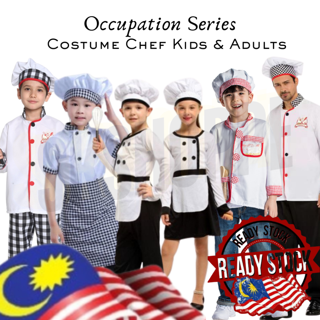 [MY Ready Stock] Chef Kids Costumes Cooking Girl Boy Kitchen Uniform ...