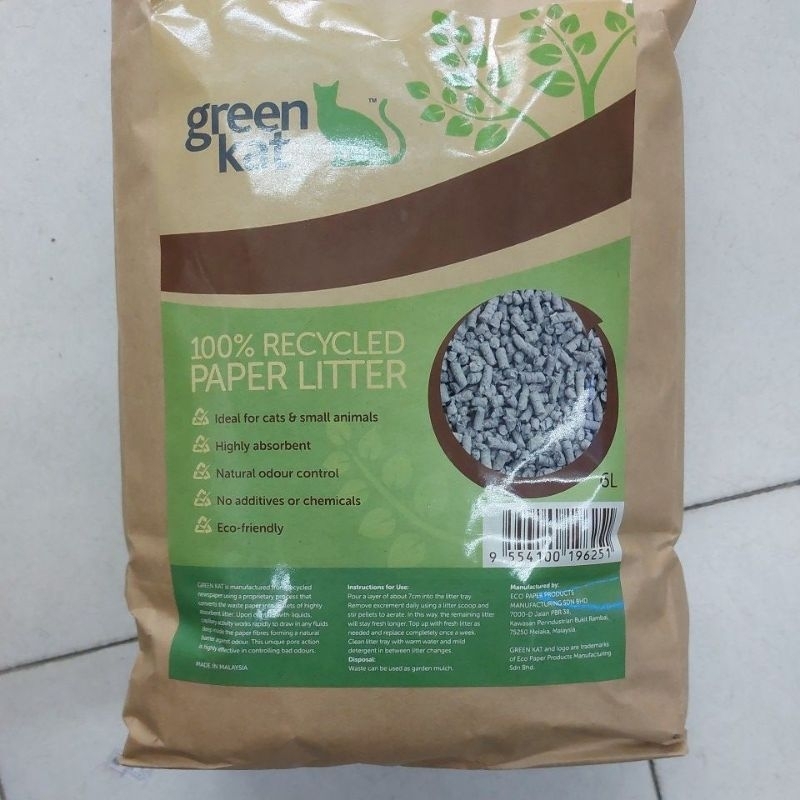 Green Kat Recycled Paper Litter 6L Pellet Kertas Tandas Kucing Sugar ...