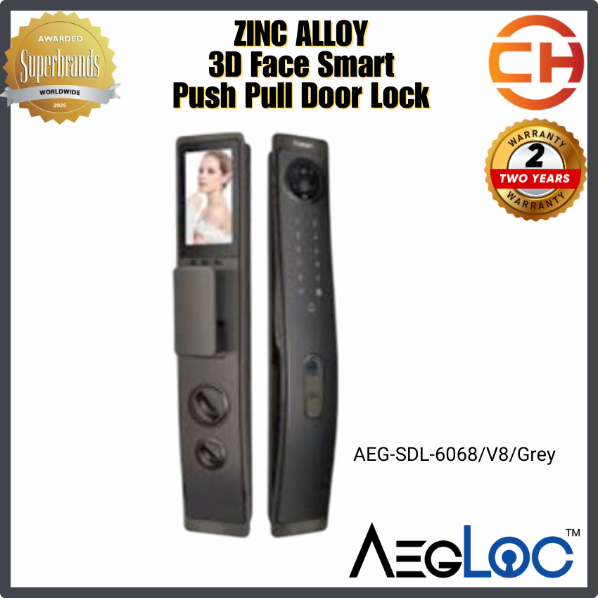AEGLOC 3D Smart Push-Pull Digital Door Lock (AEG-SDL-6068/V8/Grey ...