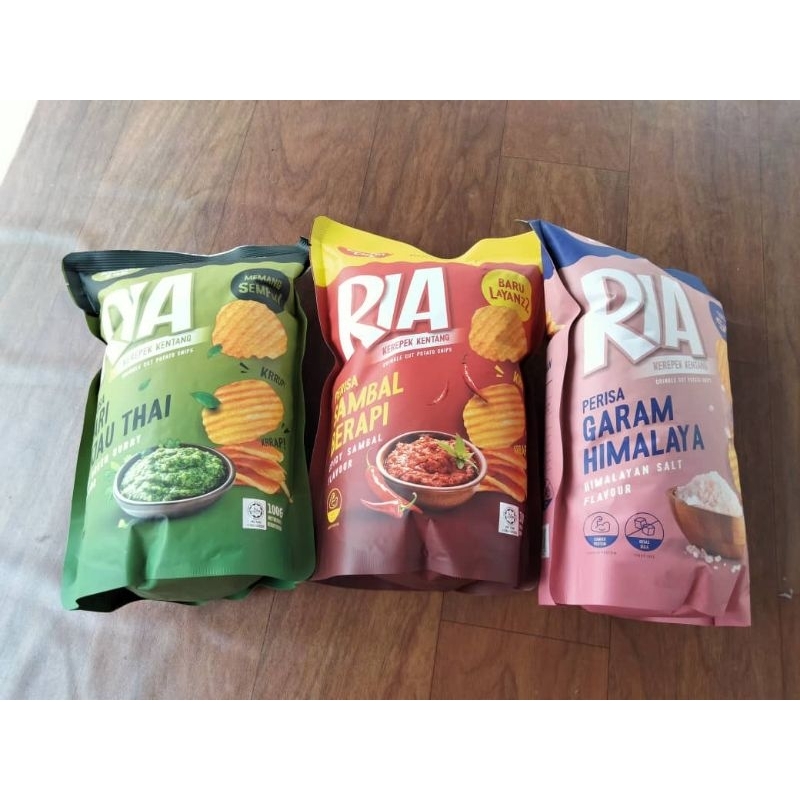 RIA Crinkle Cut Potato Chips /Kerepek Kentang Perisa Sambal Berapi /Himalaya /Kari Hijau Thai ...