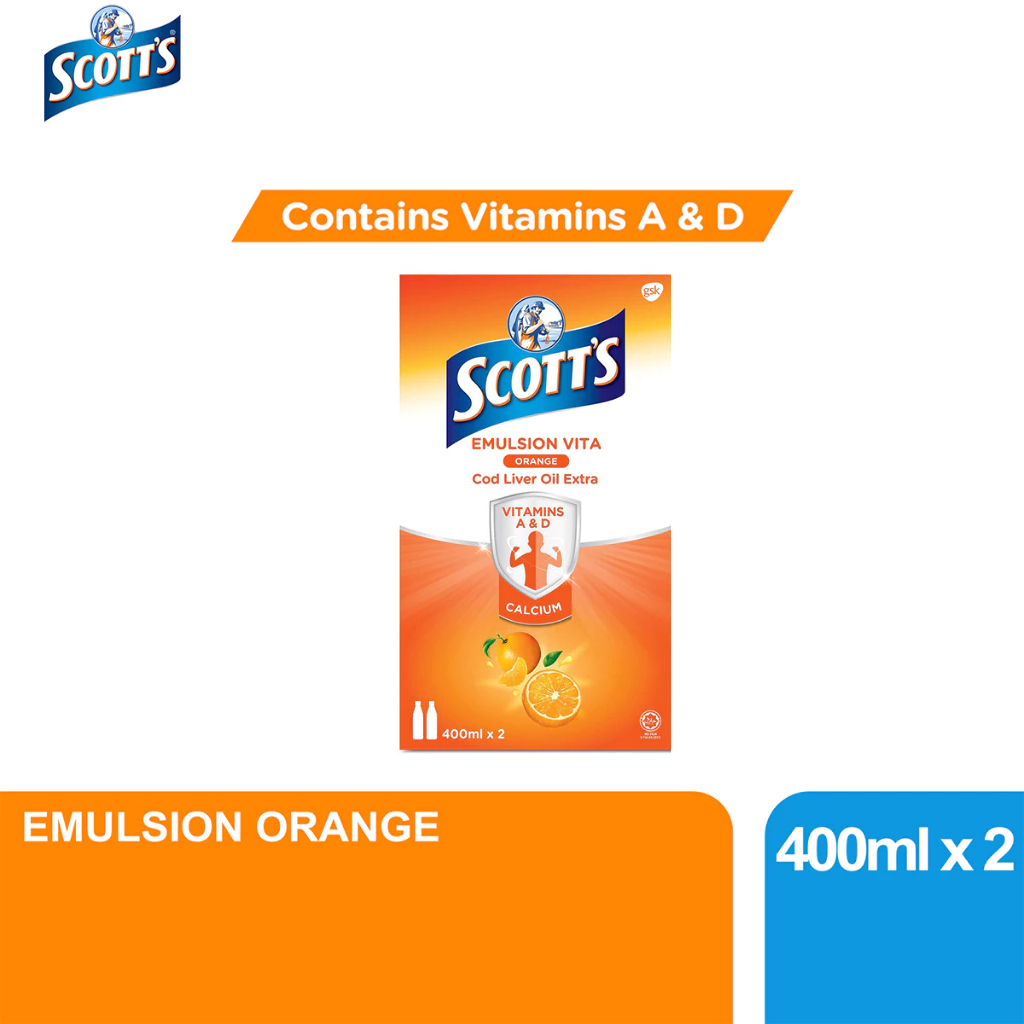 Scotts Emulsion Vita Orange Cod Liver Oil Extra Twin Pack (2x400mL ...