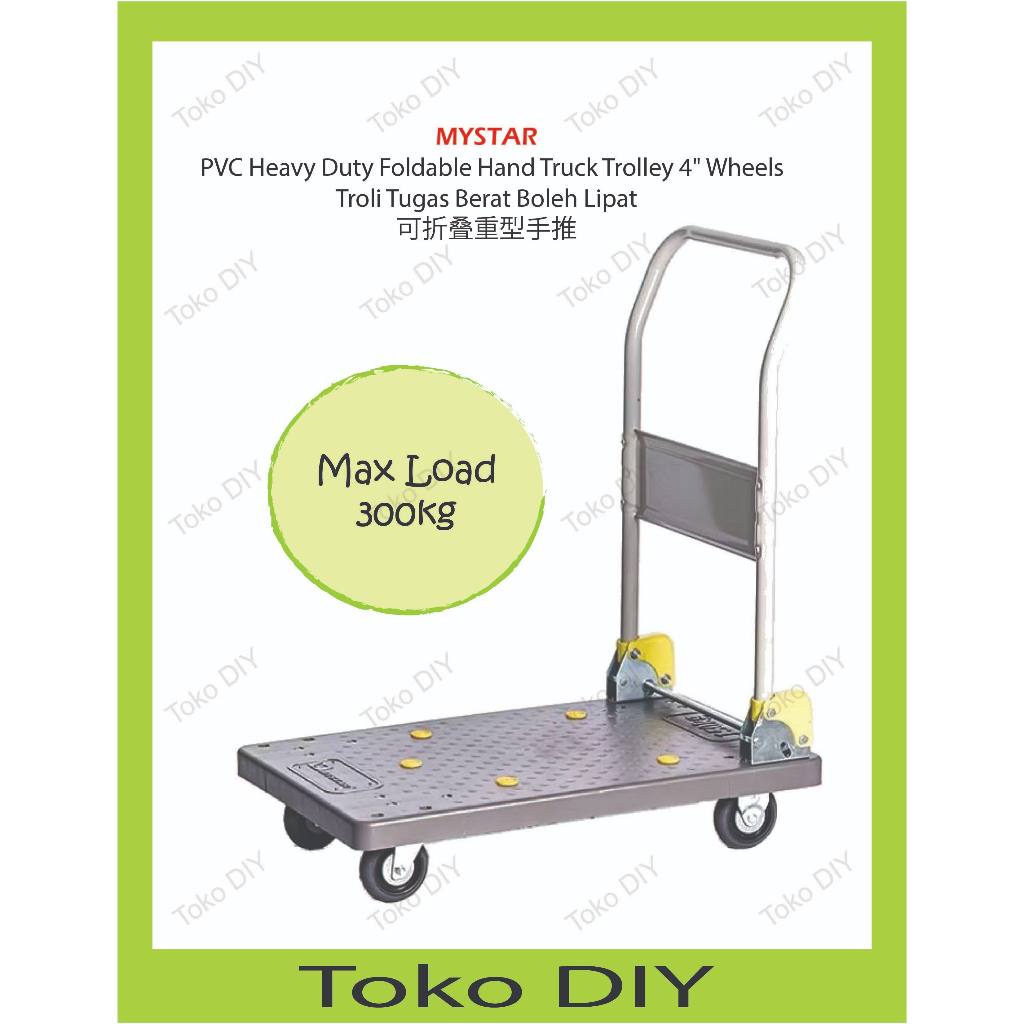 MYSTAR PVC Heavy Duty Foldable Hand Truck Trolley 150KG/ 300KG 4 ...