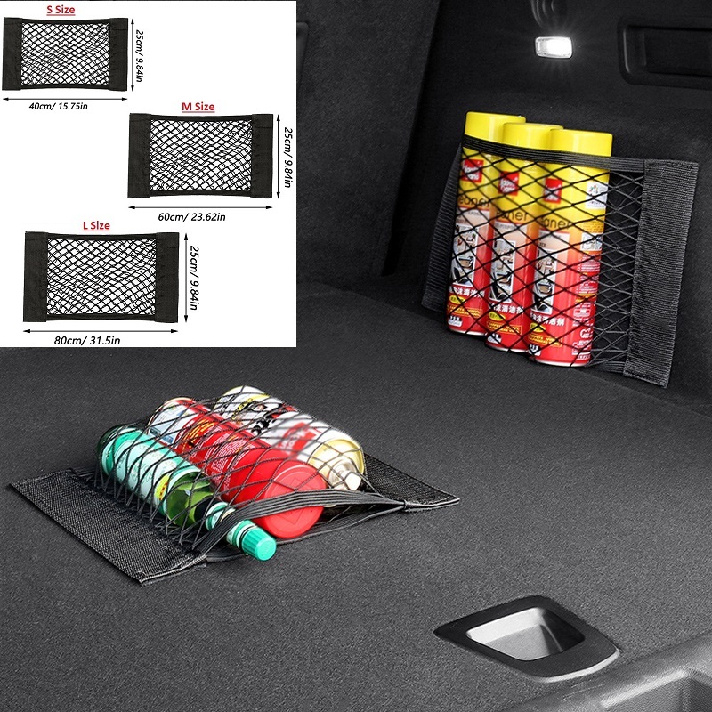 Car Mesh Net Back Seat Rear Boot Trunk Magic Velcro Tape Organizer ...