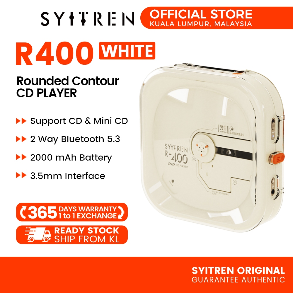 SYITREN R400 CD Player with Casing Battery 2 Way Bluetooth 5.3 Support ...