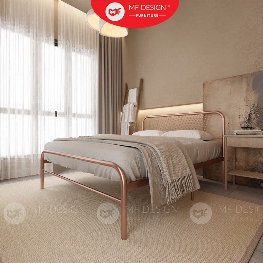 MF DESIGN Luna Metal Bed Frame Katil Besi Queen White Katil Iron Bed ...