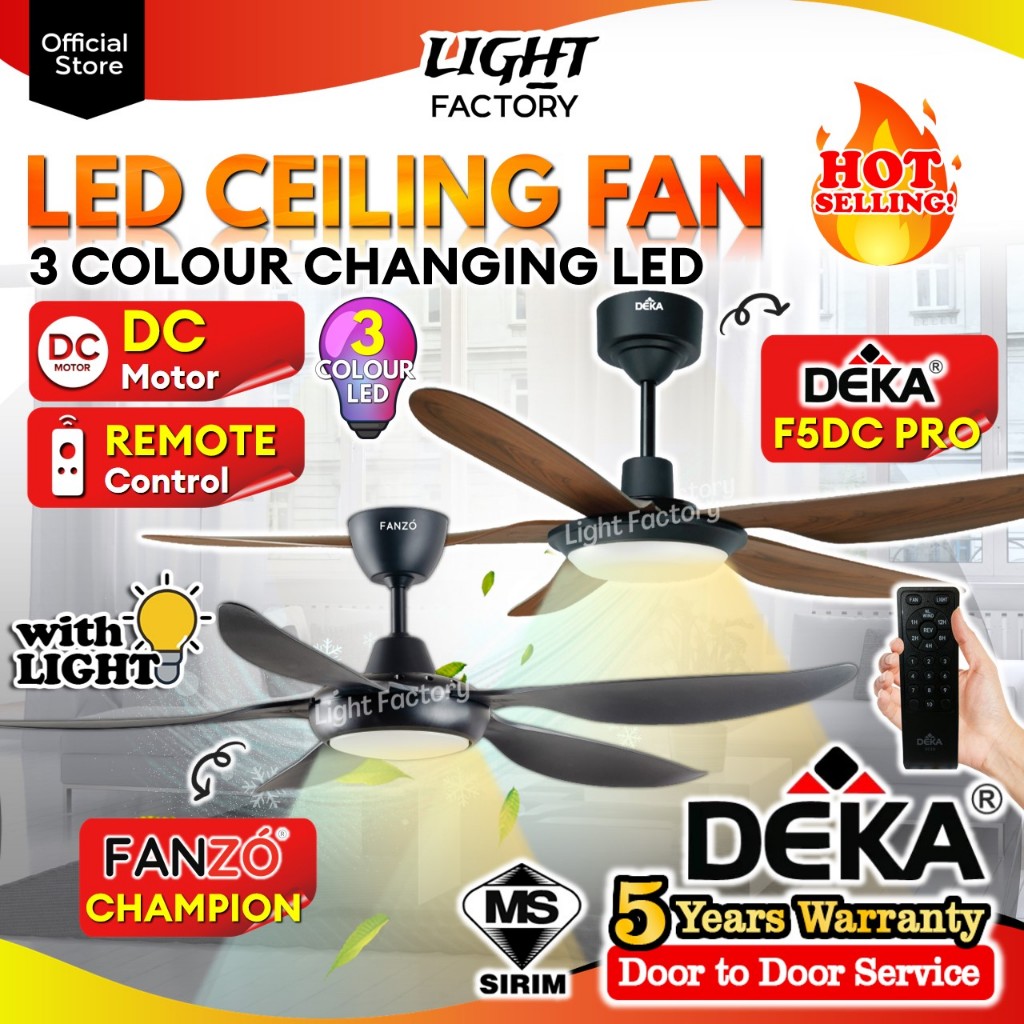 💡LED CEILING FAN💡DEKA F5DC LED PRO / FANZO TURBO LED Champion / ECOLUXE ...