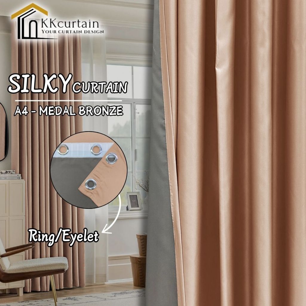 KKCURTAIN A4 - Ready-Made 85% Blackout Curtain GORGEOUS GOLD, Langir ...