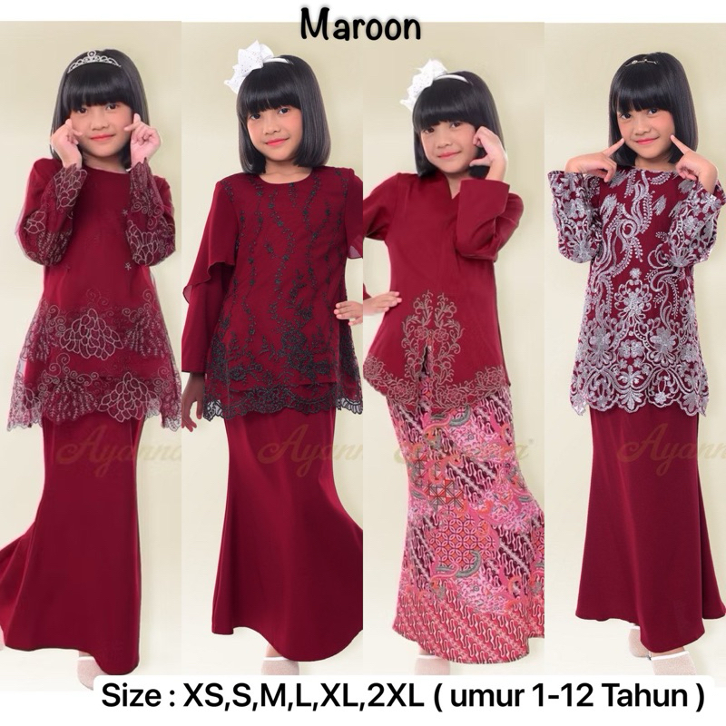 🔥(KIDS 1-12 TAHUN) TEMA SEDONDON BAJU KURUNG MAROON RAYA 2026 | KURUNG ...