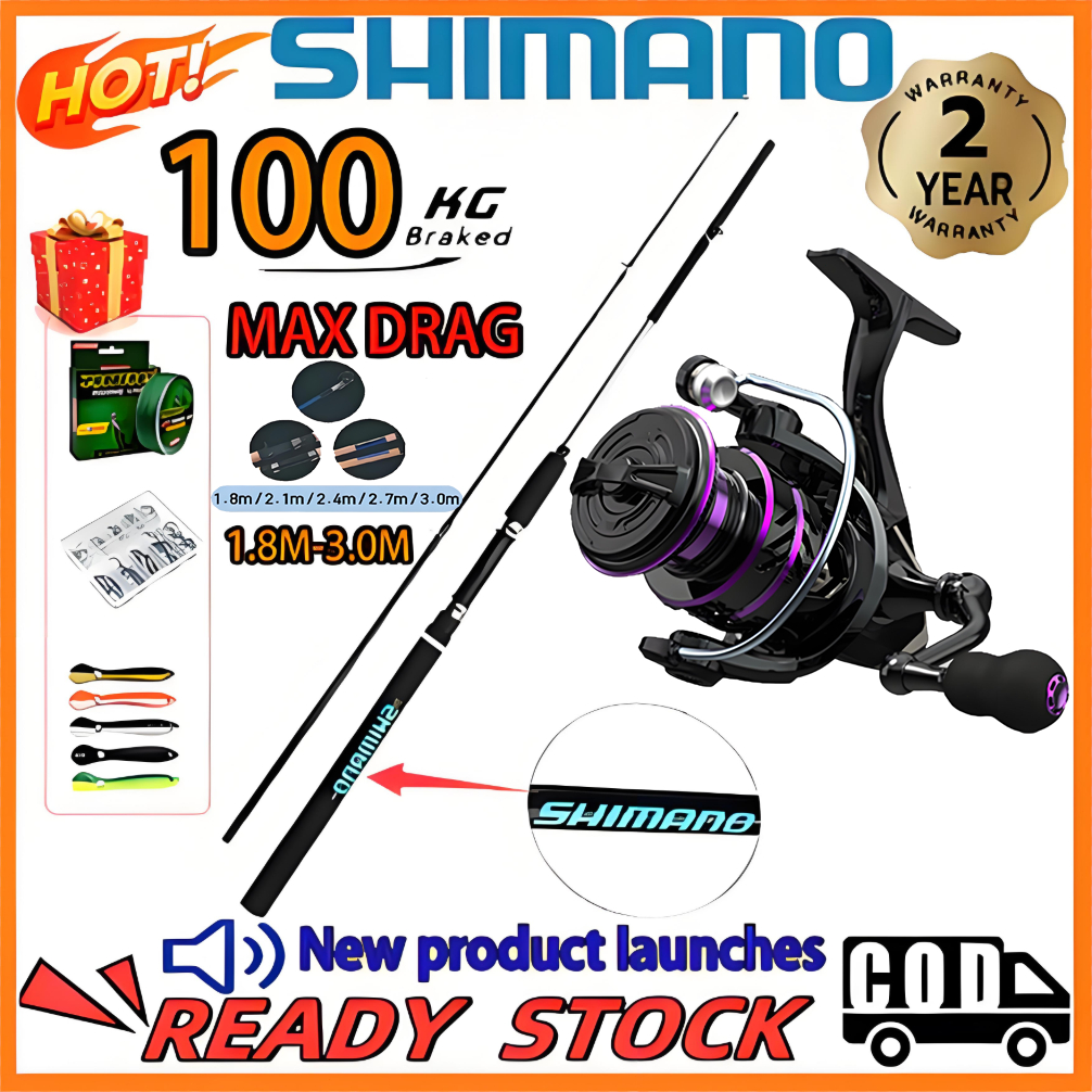 Shimano Reel Spinning Rod Set Joran Pancing 1 Set Fishing Rod Reel Set ...