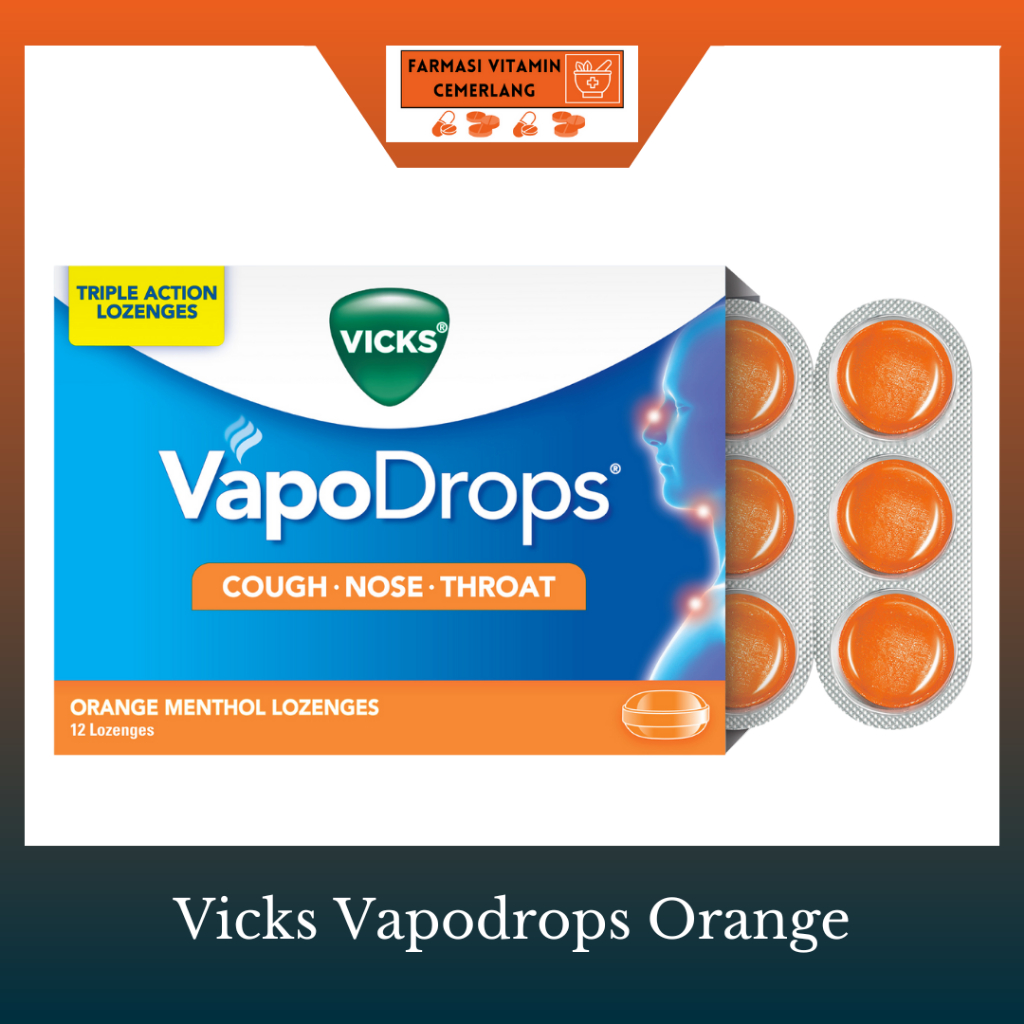 [SHORT EXPIRY] Vicks VapoDrops Orange Menthol Lozenges | 12's Lozenges ...