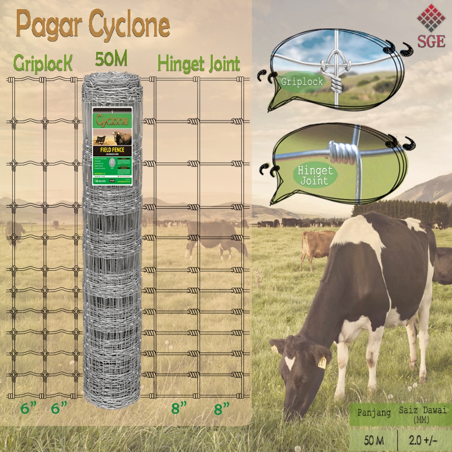 Pagar Cyclone Fence Hinget Joint & Griplock 3,4,5,6 Kaki Pagar Lembu ...