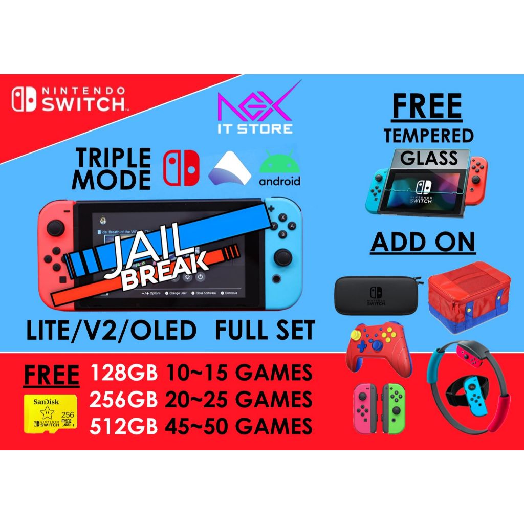 NINTENDO SWITCH JAILBREAK TRIPLE MOD FULL SET V1 V2 LITE OLED FREE ...