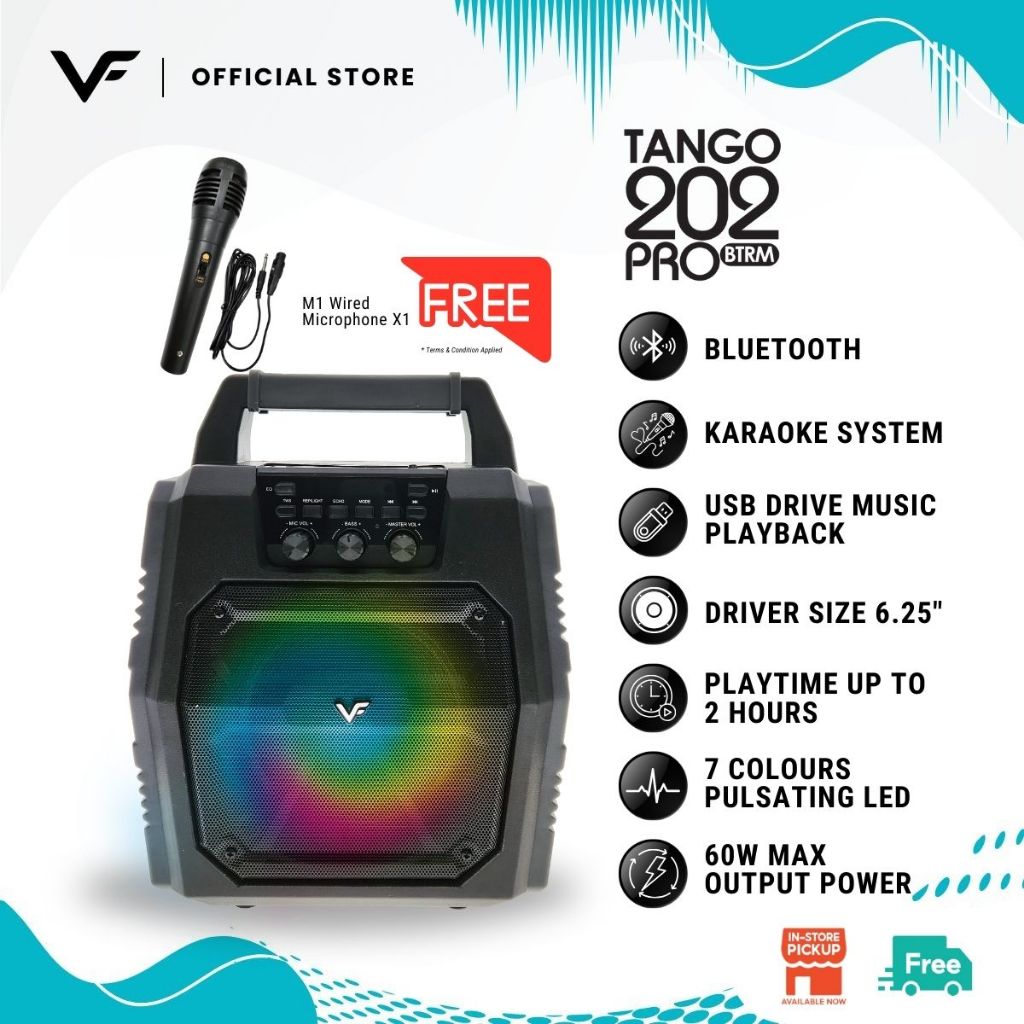 Vinnfier VF Tango 202 Pro BTRM TWS Wireless Portable Bluetooth Speaker Wireless Mic Stereo Bass ...